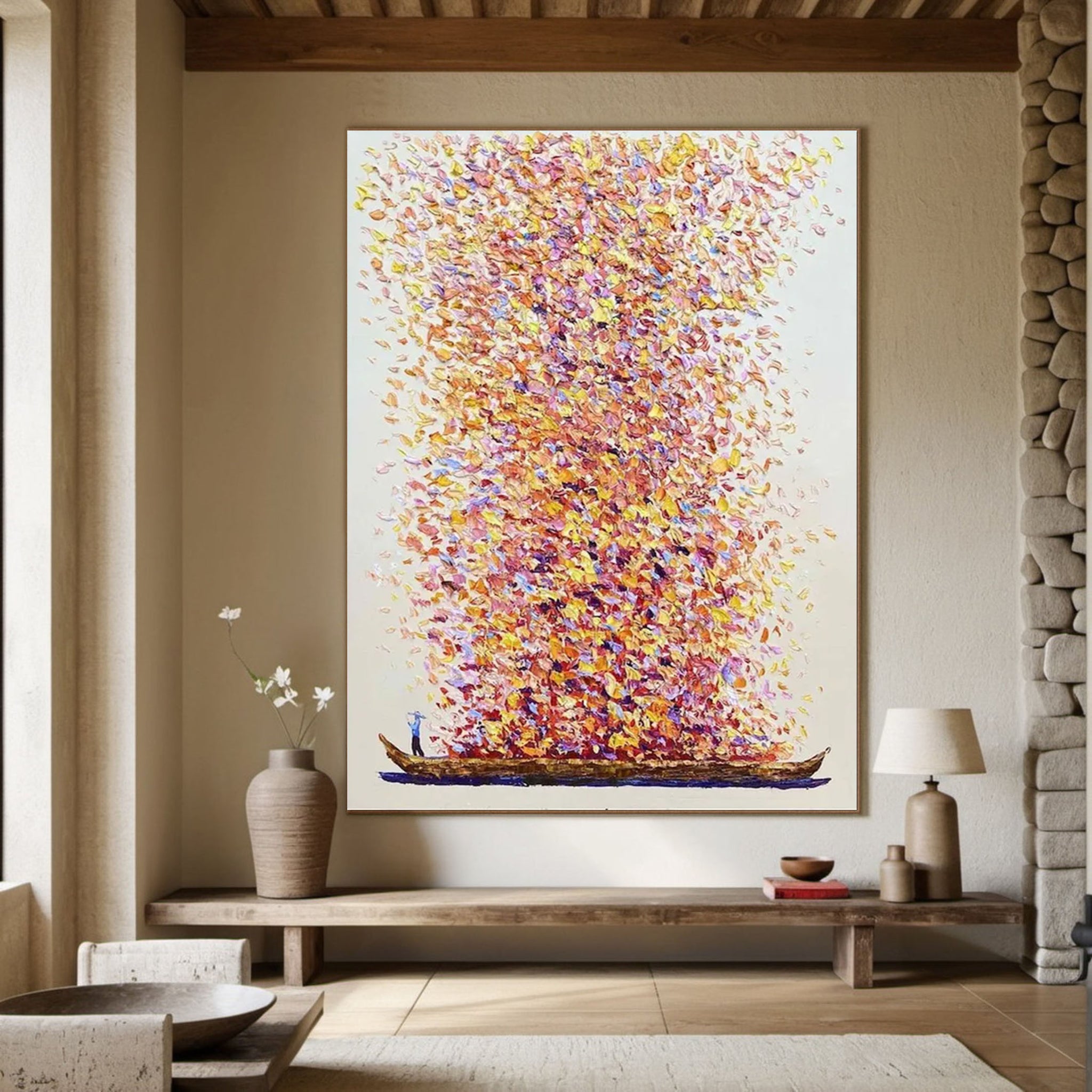 Explosion of Fall Colors Painting Bold and Bright Abstract Wall Art #A