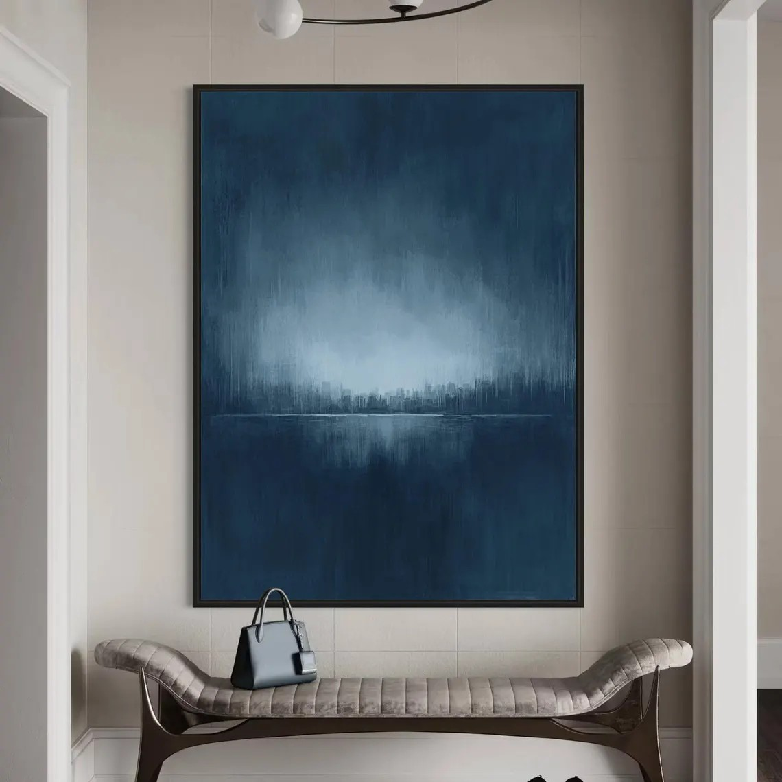 Moody Blue Abstract Landscape Painting for Modern Interiors #AP 104