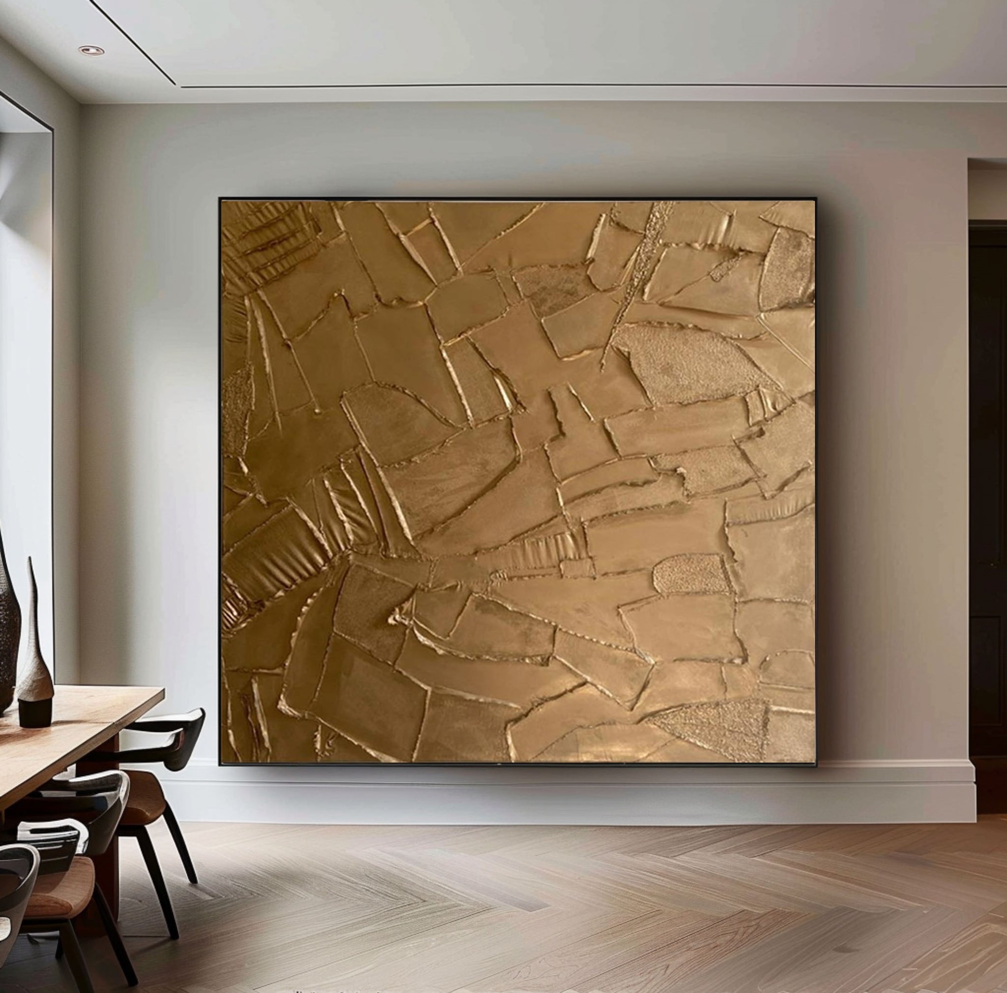 Elegant Golden Textures | Modern Abstract Canvas For Home Decor #MMA 087