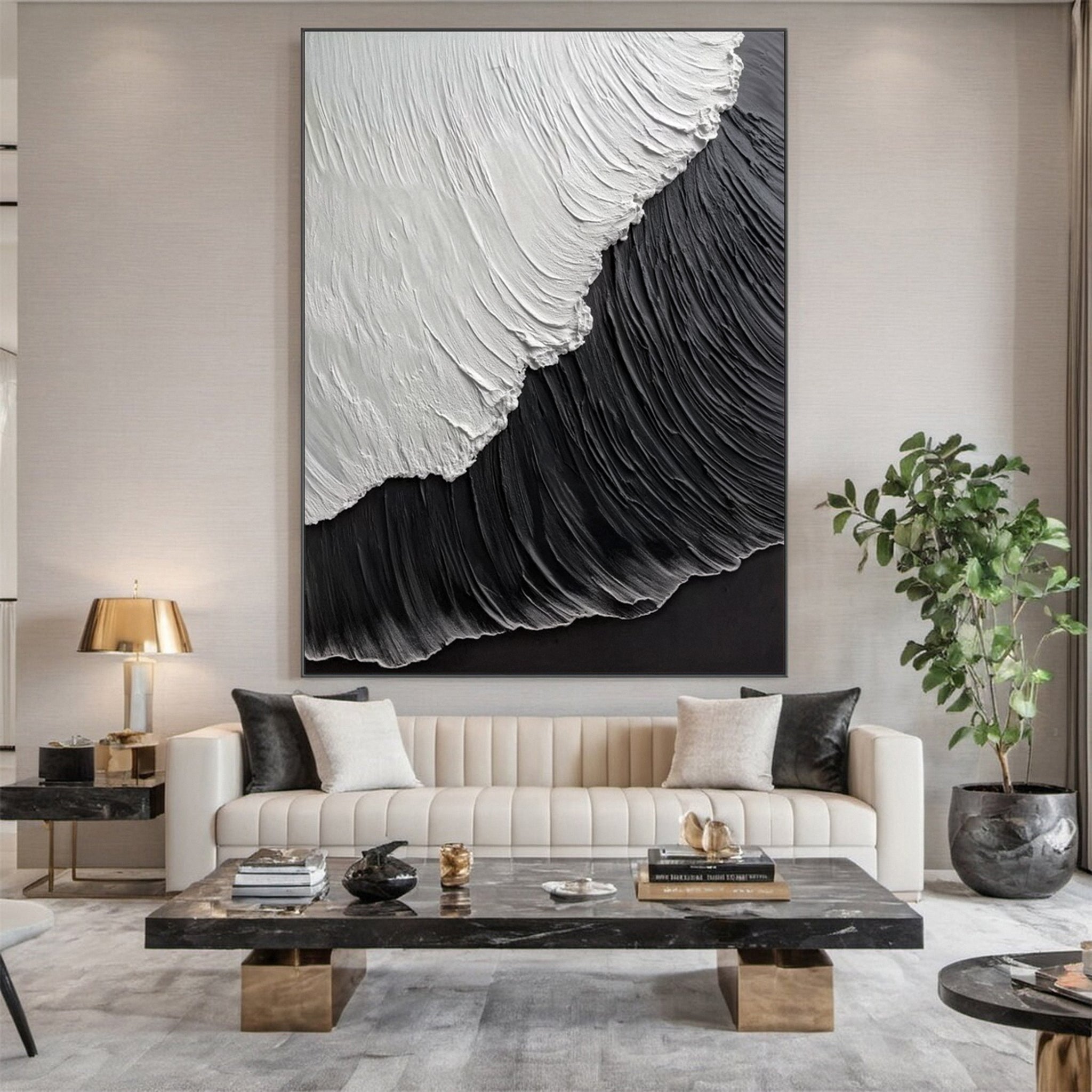 Wave Crescendo Large Textured Ocean Wall Art From Dafen Keira Art #OS 038