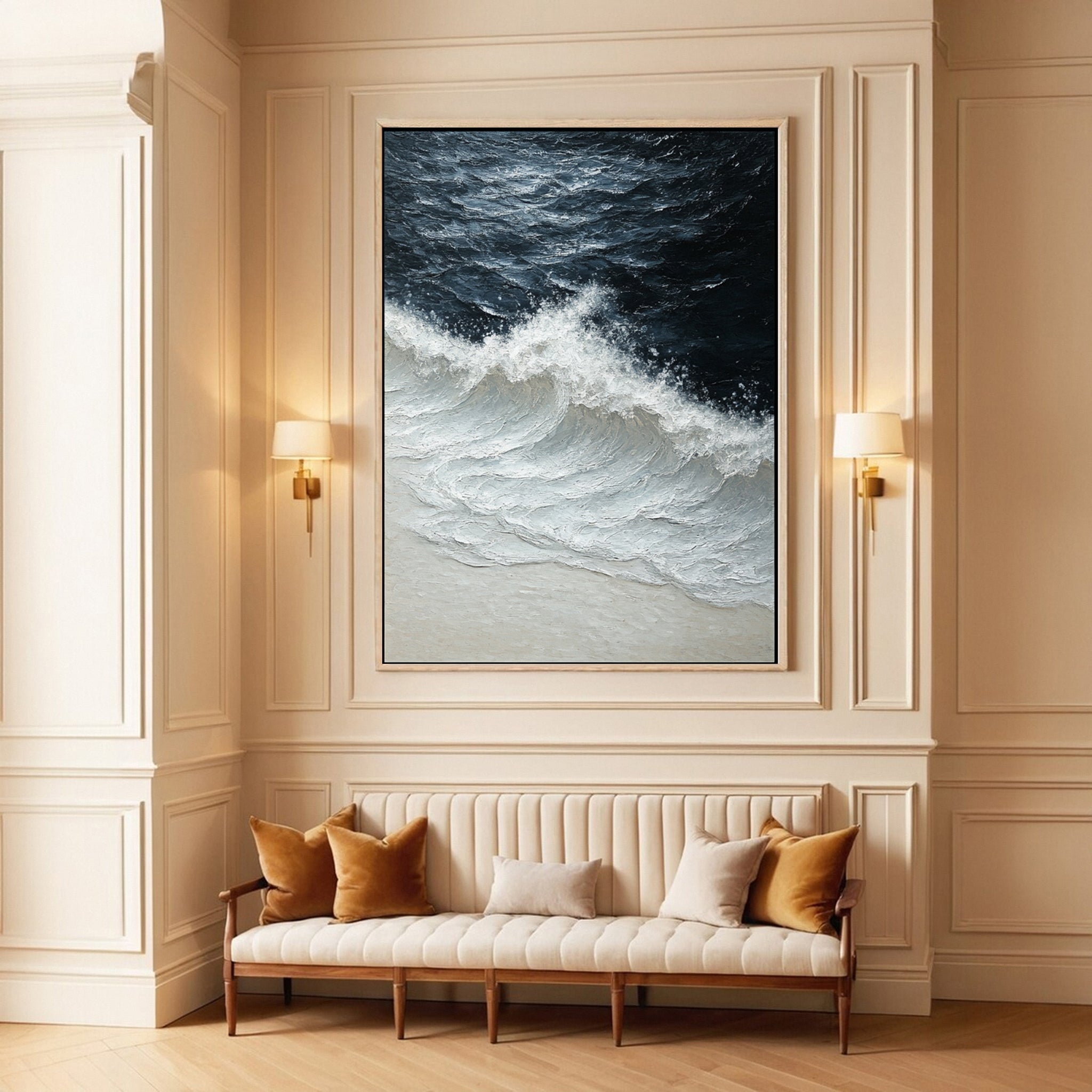 Wave Crescendo Large Textured Ocean Wall Art From Dafen #OS 037